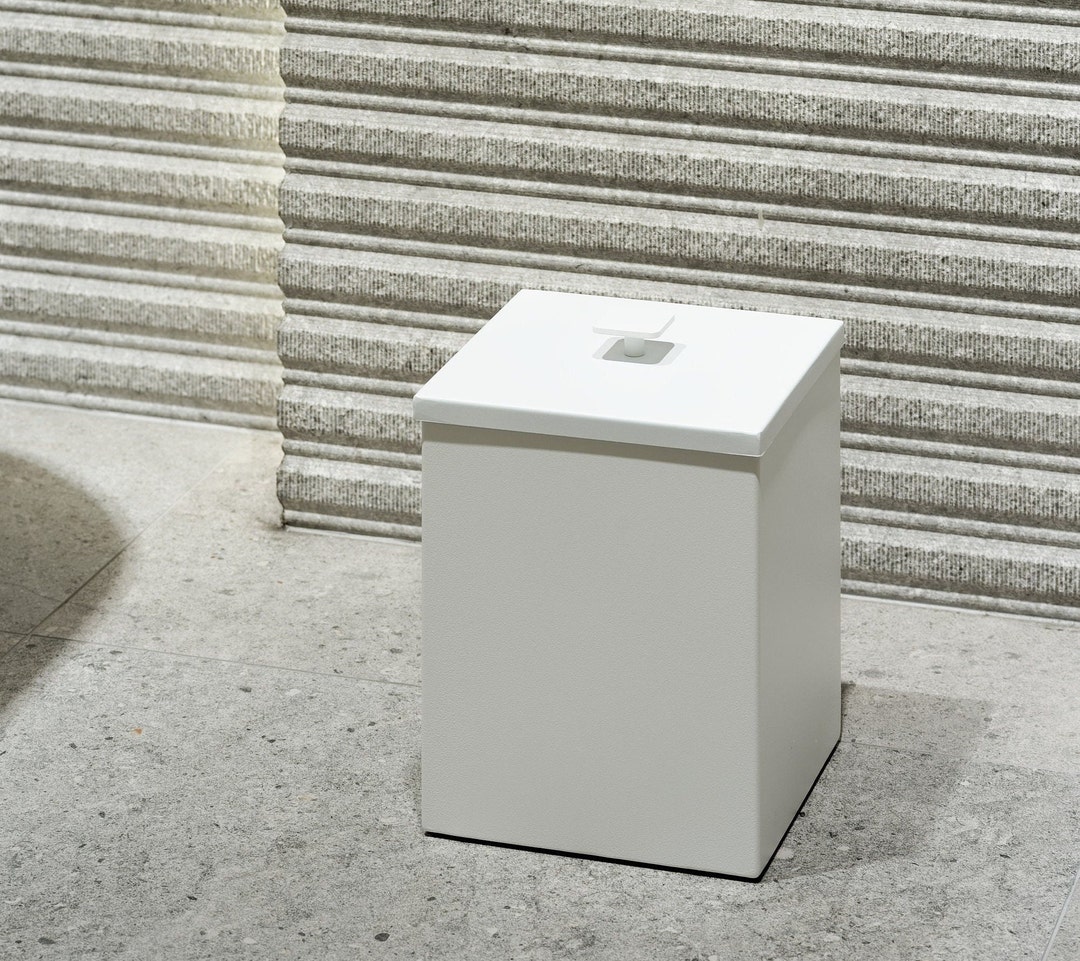 Small White Modern Bathroom Bin PICO, Bathroom Rubbish Basket, Dustbin ...