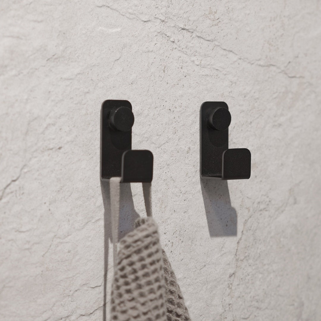 Black Towel Hanger to Modern Bathroom, Industrial Towel Hook, Towel ...