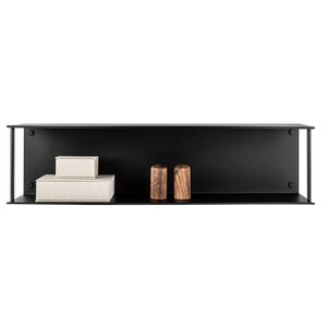 Black Metal Wall Shelf, Minimalist Steel Kitchen Storage, Two-tier ...