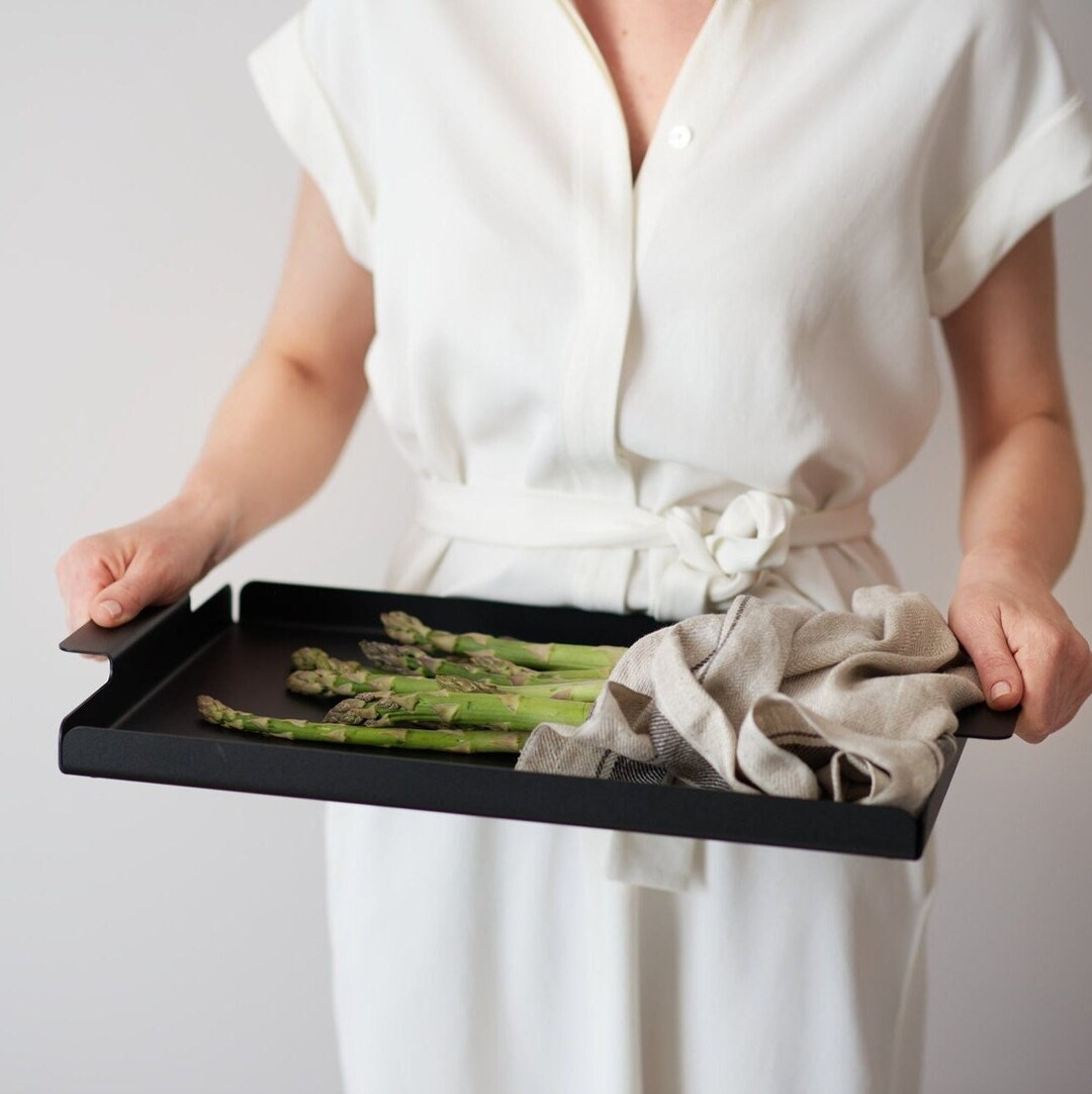 Minimalist Serving Tray With Handles Decorative Coffee Table Trays With ...