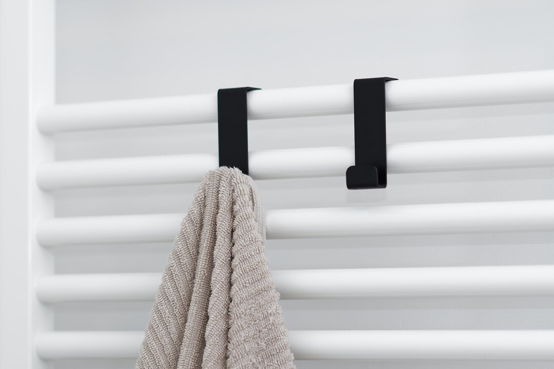 Black Radiator Hangers RUGI, Hooks for Bathroom - Etsy