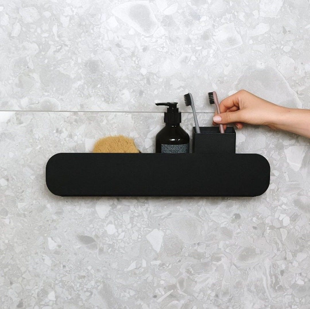 Black Rounded Shower Shelf, Modern Shower Shelf With a Curve, Curved ...