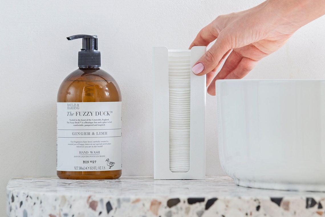 White Elegant & Ergonomic Cotton Pads Container TUBI - Etsy