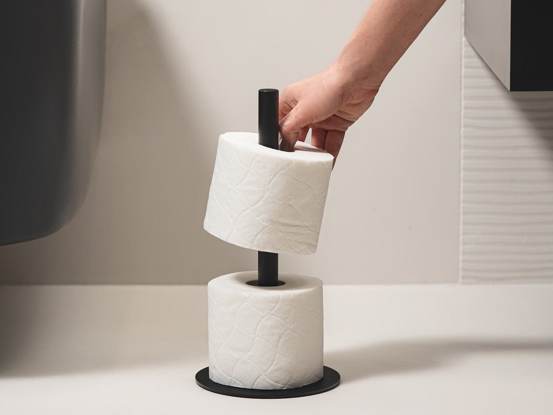 Black Toilet Paper Stocker Holder, Bathroom Storage Extra Toilet Paper ...