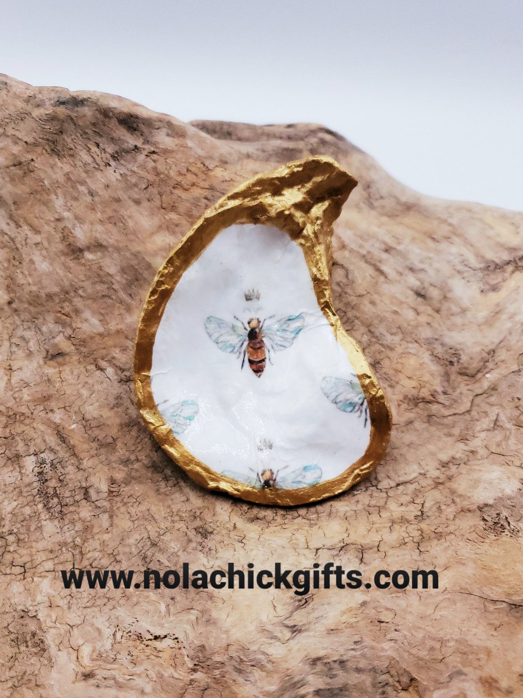 Queen Bee Oyster Shell Jewelry Dish, Hand-painted Gold Edge - Etsy