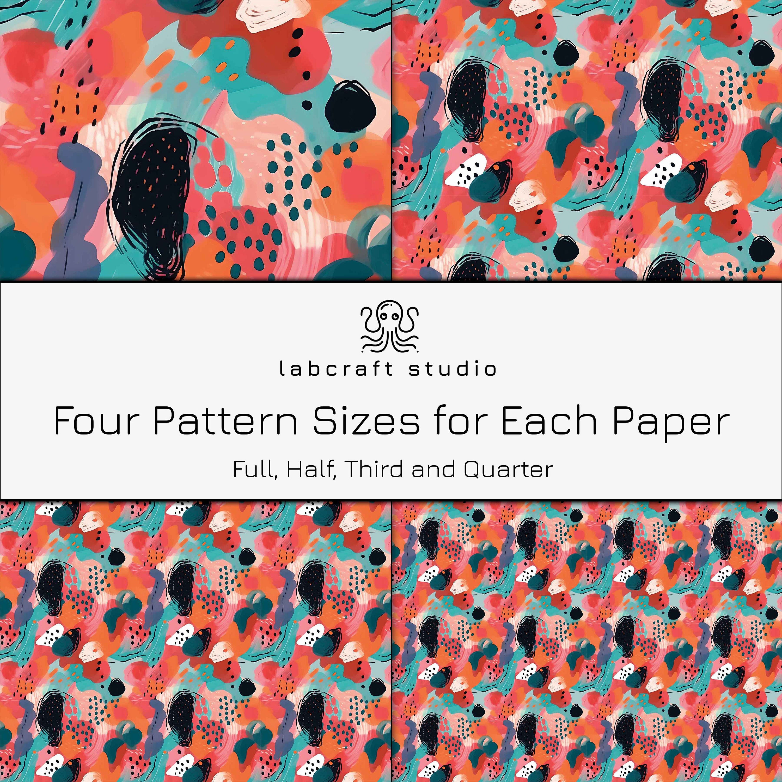 Acrylic Boho Digital Paper Pack Seamless Modern Colorful Papers Paint ...