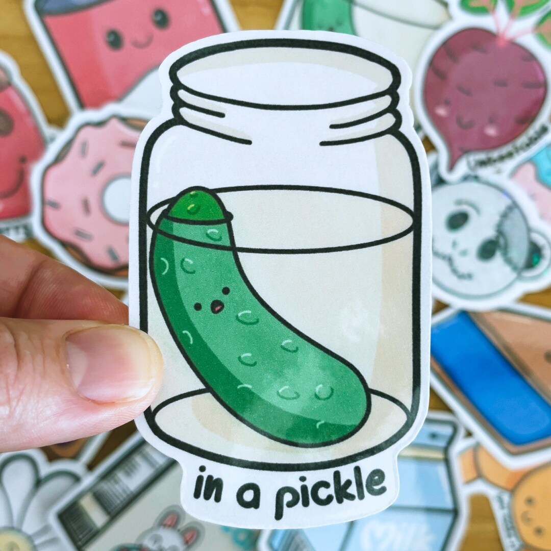 In a Pickle Vinyl Sticker | Kawaii Art | Funny Food Decal | Waterproof ...