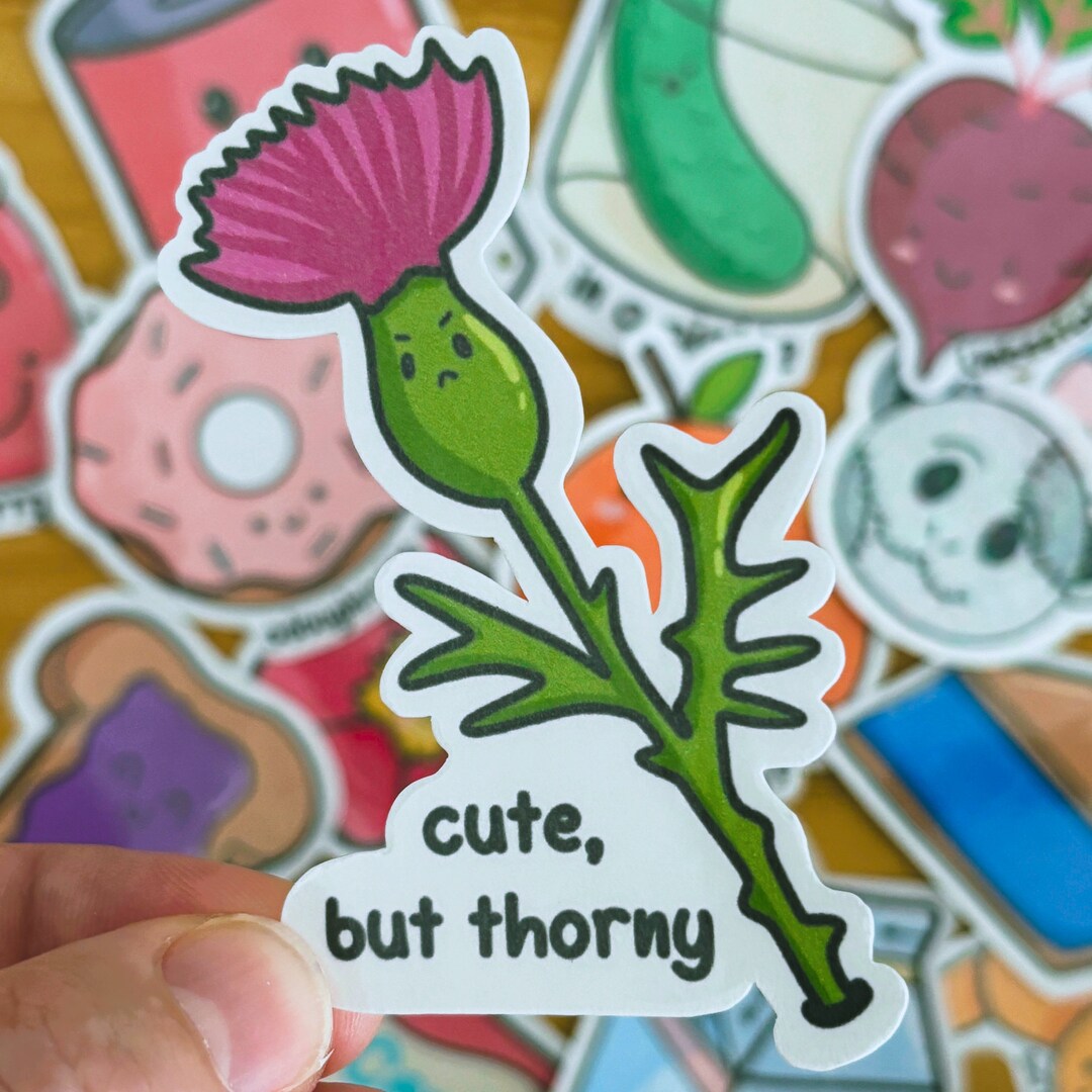 Funny Thistle Sticker: Vinyl Waterproof Flower Decal - Etsy