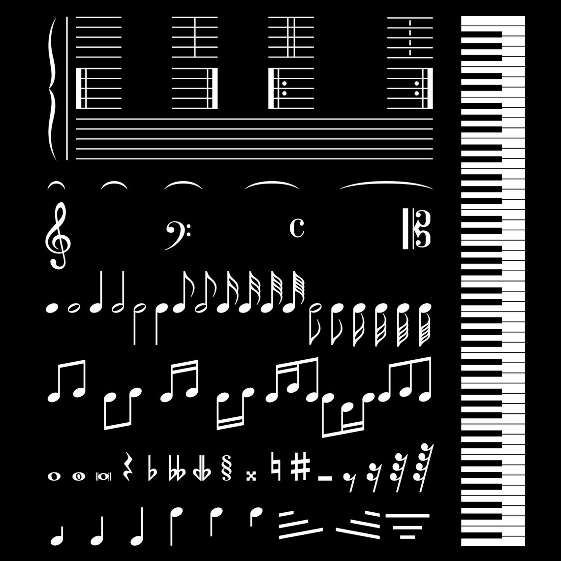 Music Notes SVG, Piano Keyboard, Pentagram, Music, Cut Files for Cricut ...