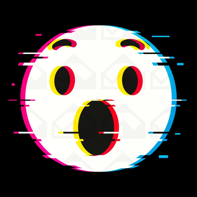 Emoji Surprised PNG Glitch Effect PNG Transparent Background - Etsy