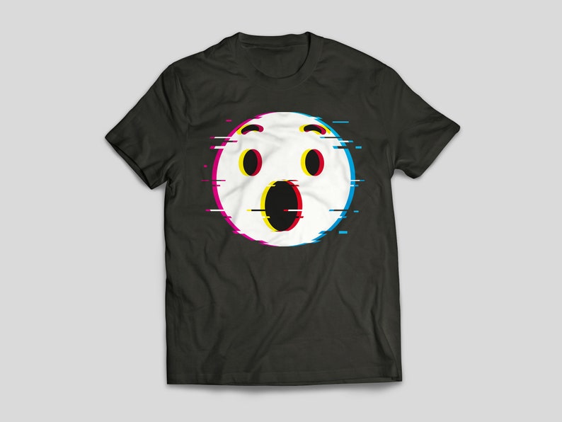 Emoji Surprised PNG Glitch Effect PNG Transparent Background - Etsy