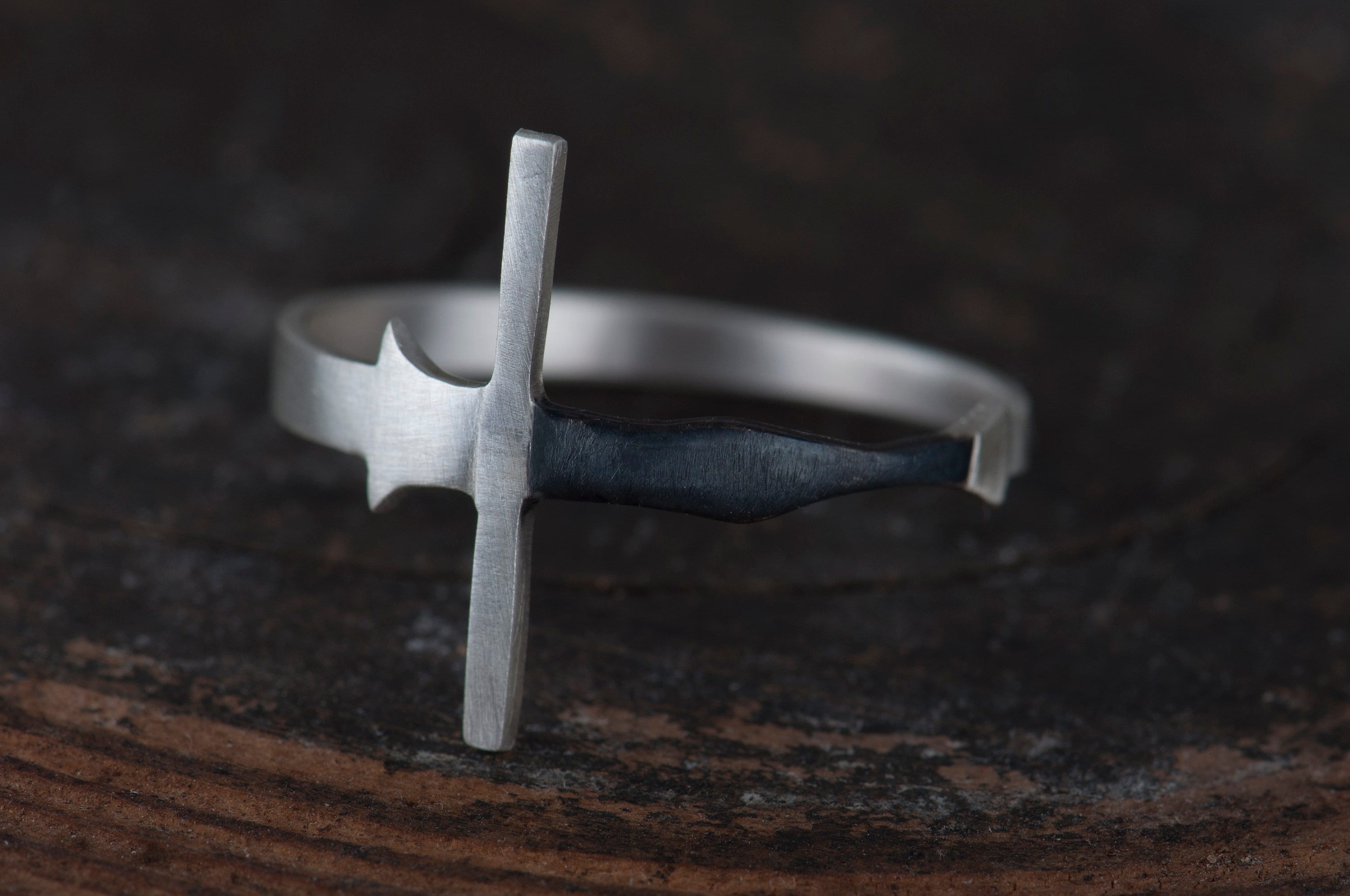 Sterling silver sword ring, Federschwert