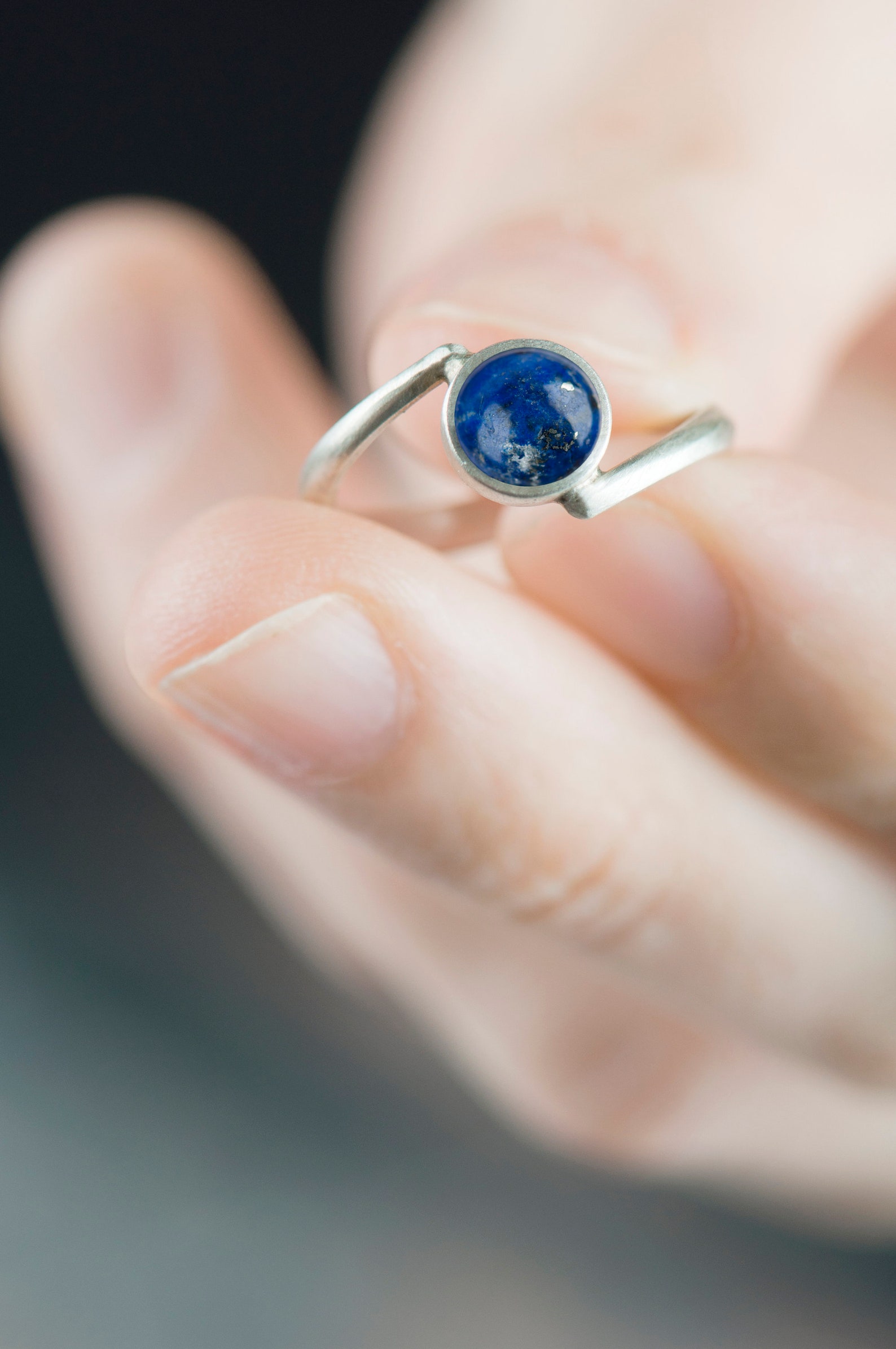 Sterling Silver Lapis Lazuli Bypass Ring - Etsy