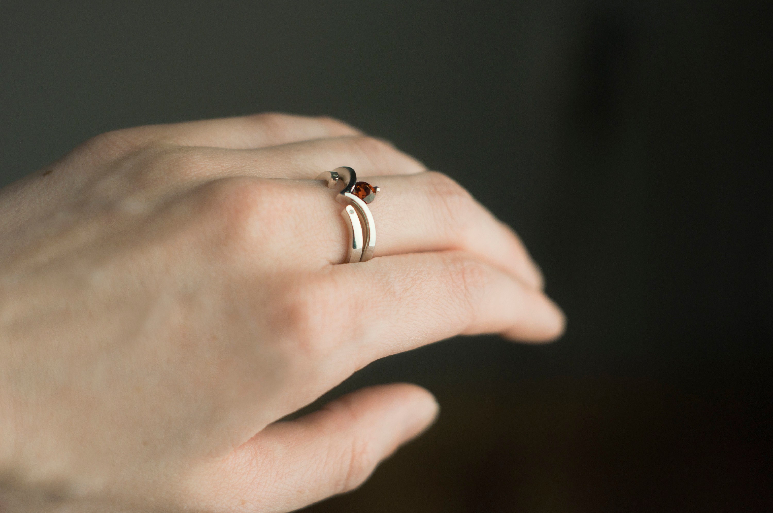 Red garnet simple engagement ring, Sterling silver bohemian garnet ring ...