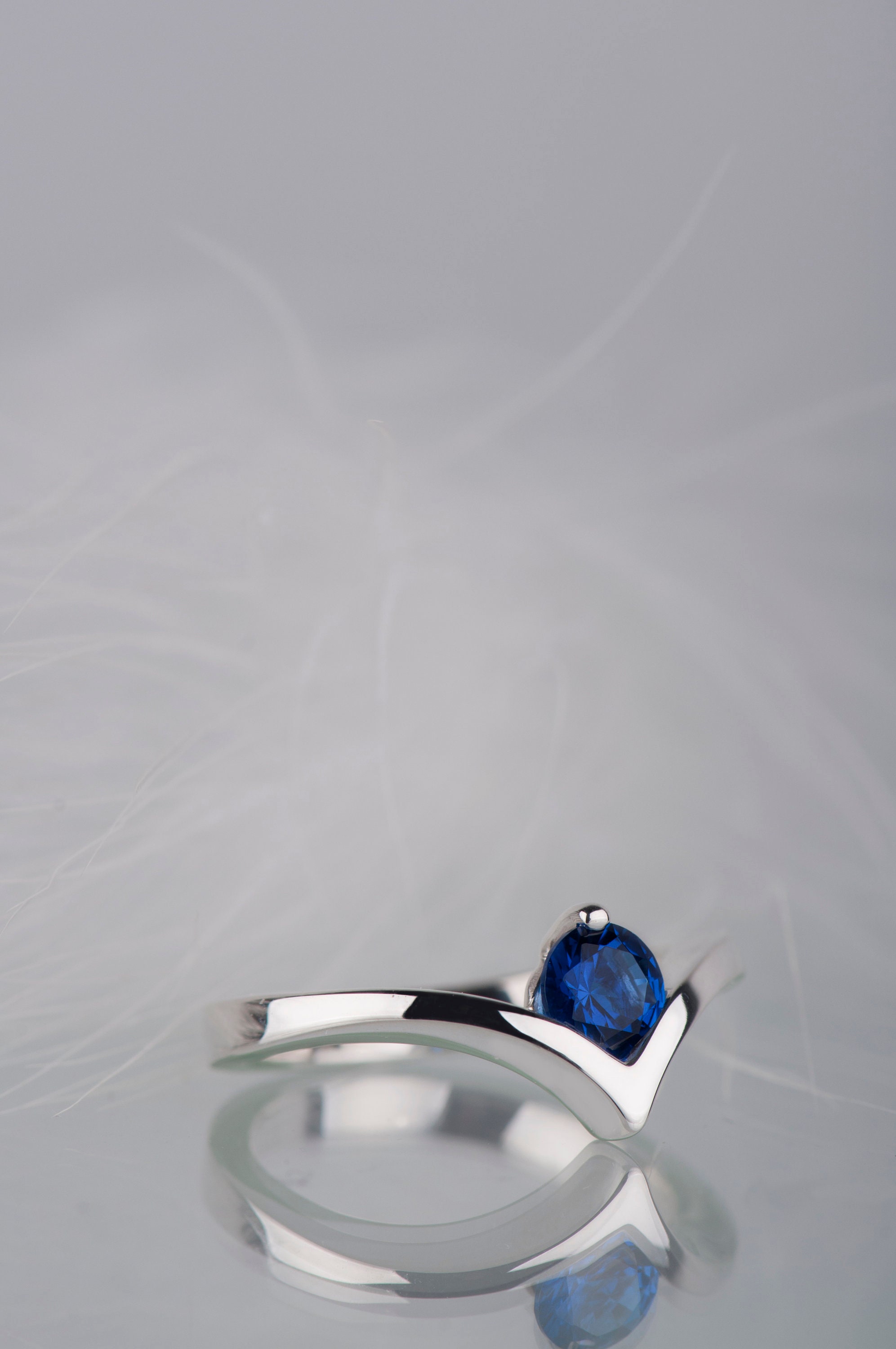 Sterling silver blue sapphire engagement ring