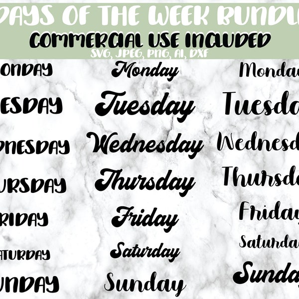 Days of Week Svg - Etsy