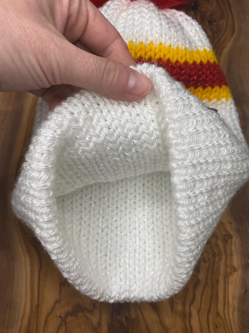 Custom Kansas City Chiefs Knit Beanie – Sequin Number, Sparkle Yarn - Etsy