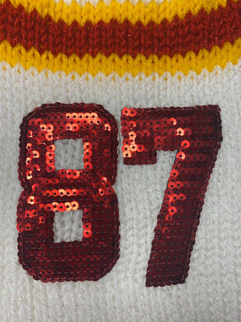 Custom Kansas City Chiefs Knit Beanie – Sequin Number, Sparkle Yarn - Etsy