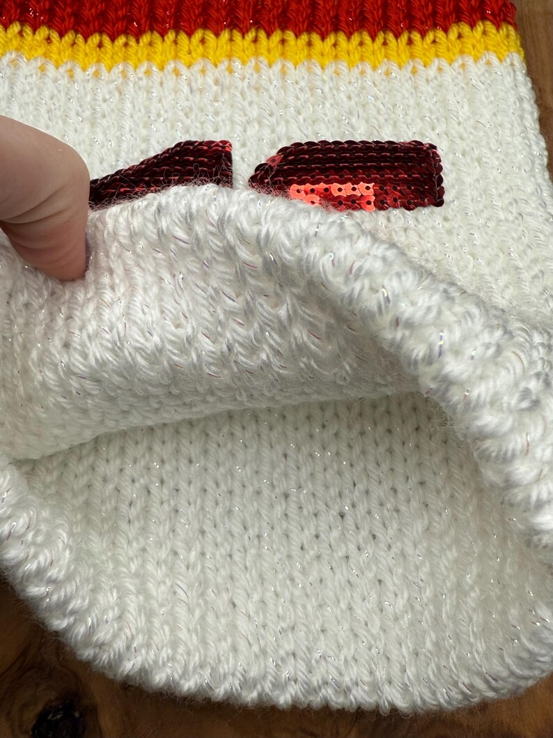 Custom Kansas City Chiefs Knit Beanie – Sequin Number, Sparkle Yarn - Etsy