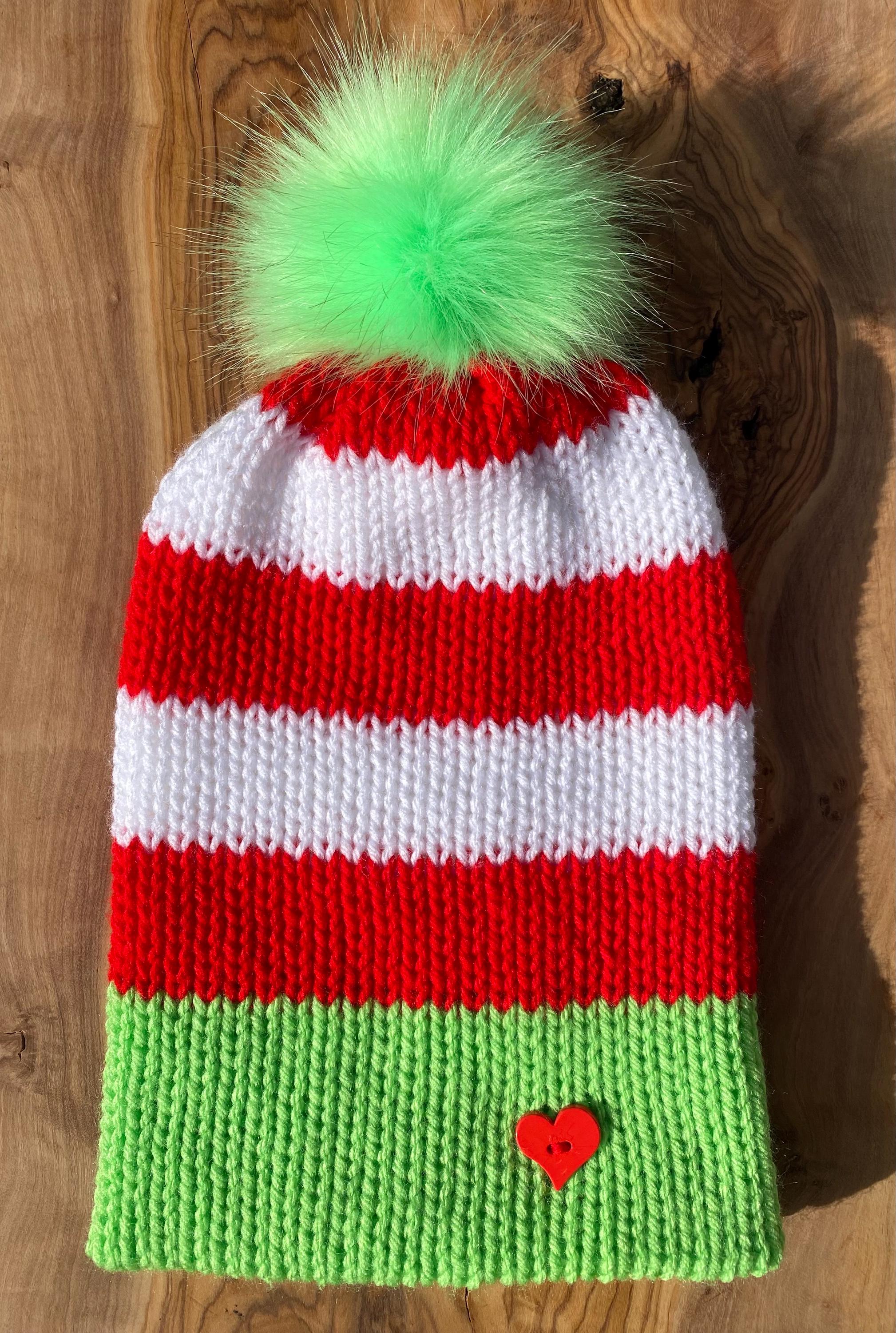 Handmade Grinch Knit Beanie: Whimsical Christmas Winter Hat - Etsy
