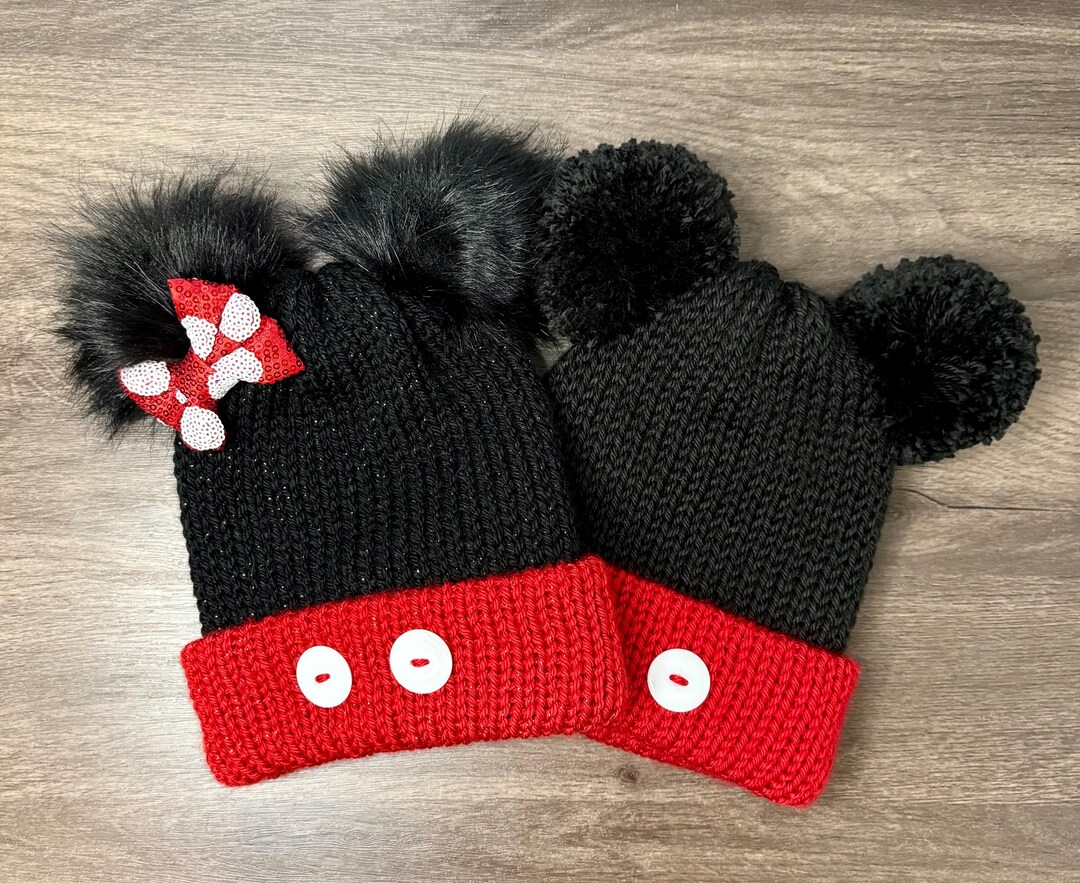 Mickey Mouse & Minnie Mouse Winter Hat- Disney Knit Hat- Mickey Knit ...
