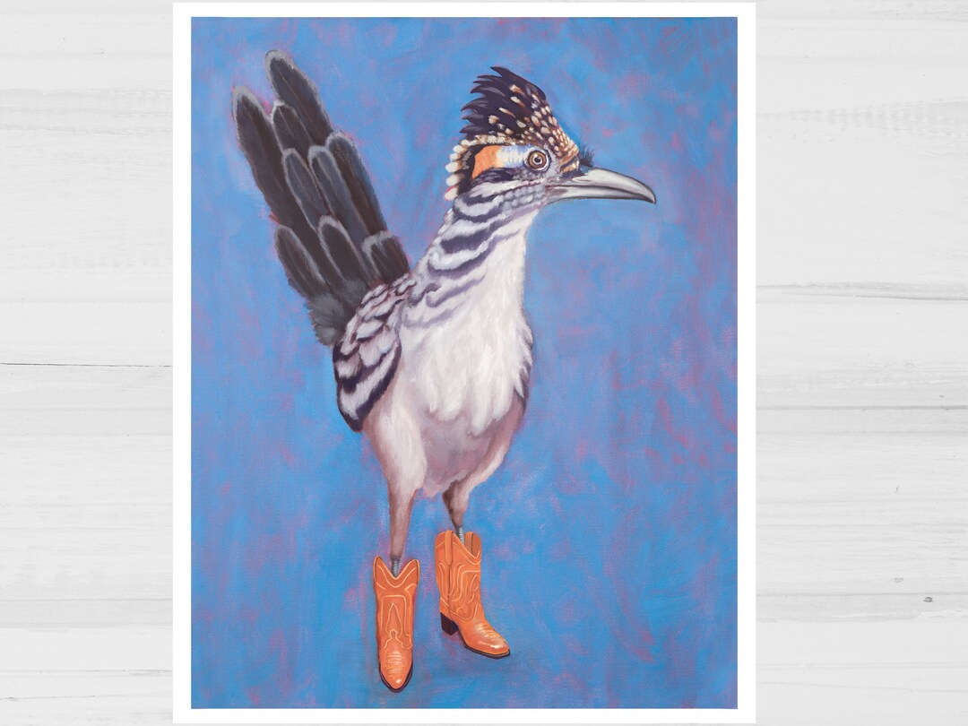 Roadrunner in Boots Art Print: Funny Western Wall Decor - Etsy