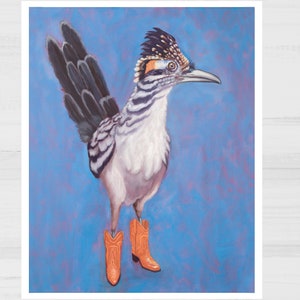 Roadrunner in Boots Art Print: Funny Western Wall Decor - Etsy