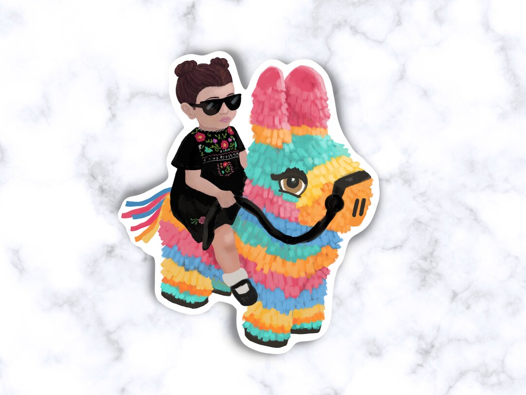Girl Riding a Piñata Sticker | Piñata Sticker | Pinata Vinyl Sticker ...