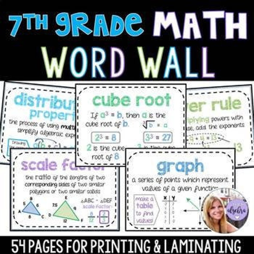 7th Grade - Pre-algebra Middle School Math Word Wall 54 Posters - Etsy