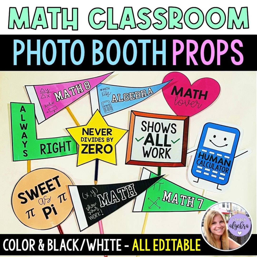 Math Photo Booth Props & Pennants - Classroom Decor Bulletin Board Set ...