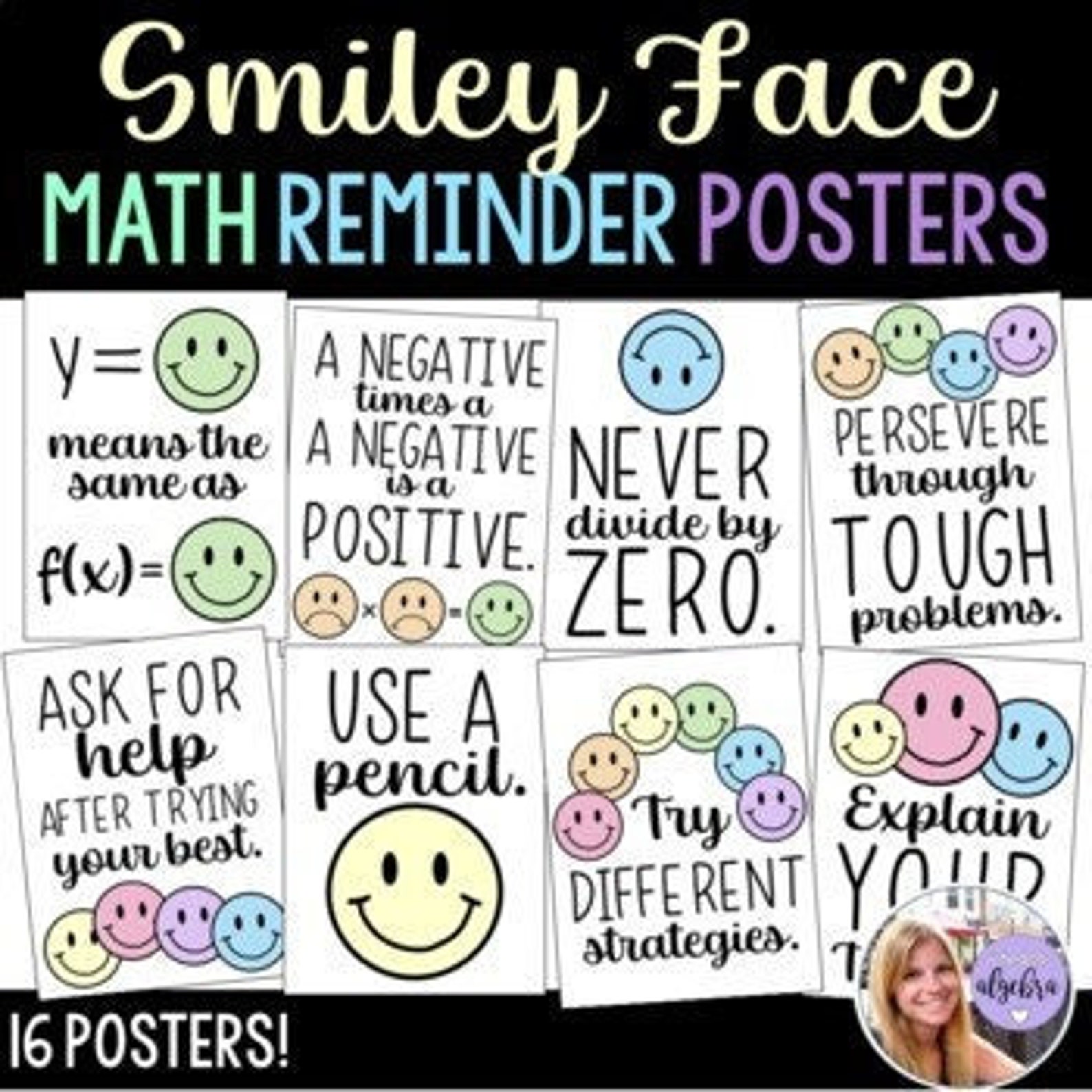 Middle School Math & High School Math Classroom Reminder Posters ...