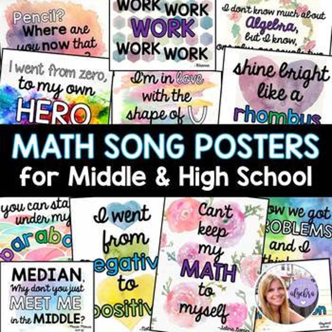 Middle School & Algebra - Math Posters Inspired by Song Lyrics ...