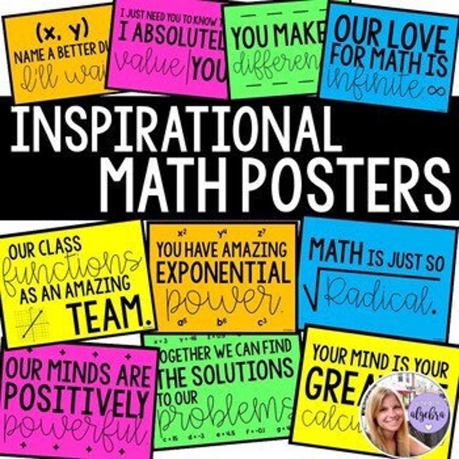 Math Inspirational Poster Set 10 Posters in Black and White and Color ...