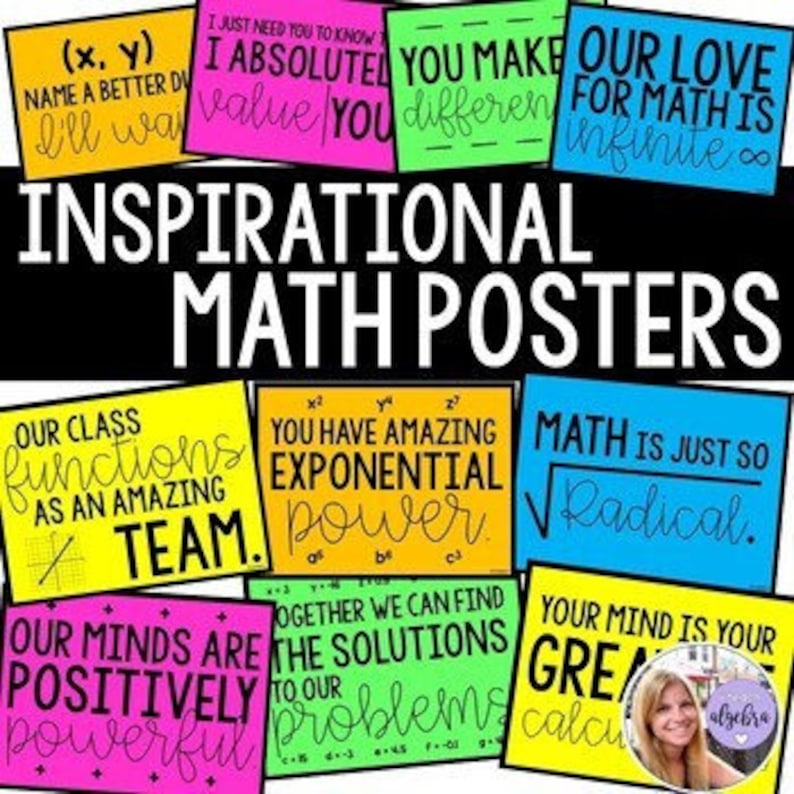 Math Inspirational Poster Set 10 Posters in Black and White and Color ...