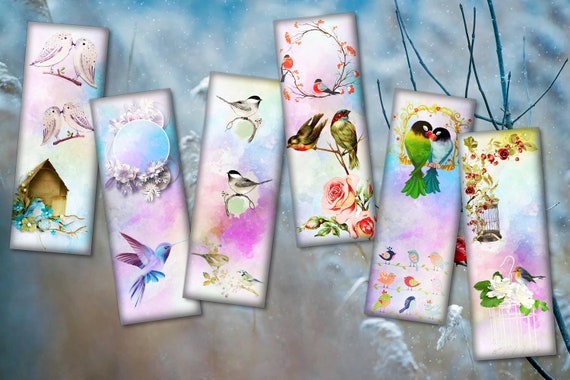 Birds Bookmarks Flower Downloadable Bookmark Digital - Etsy