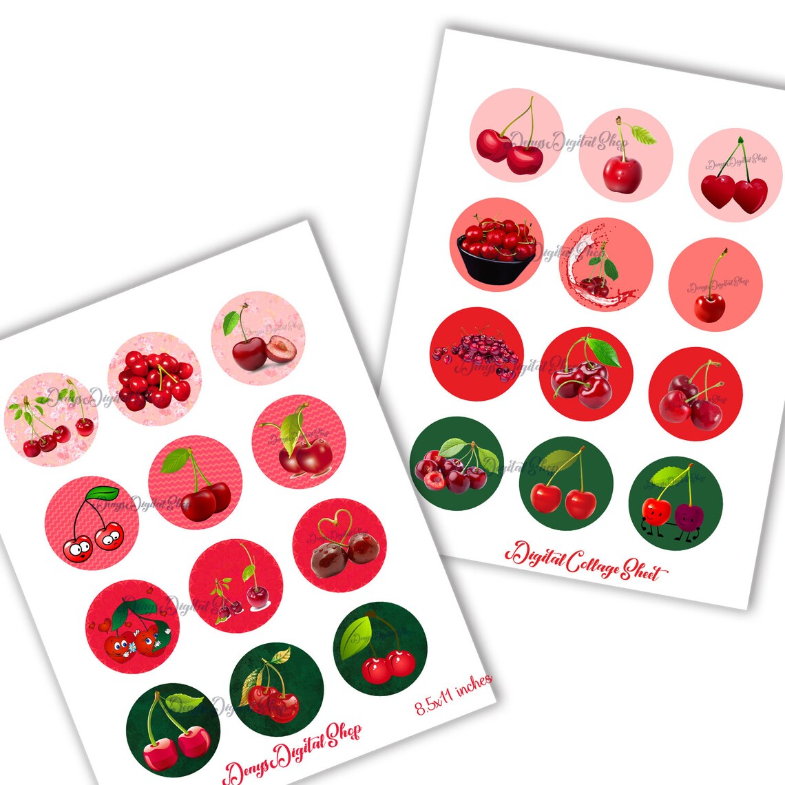 Cherries Digital Collage Sheet Printable Images for - Etsy