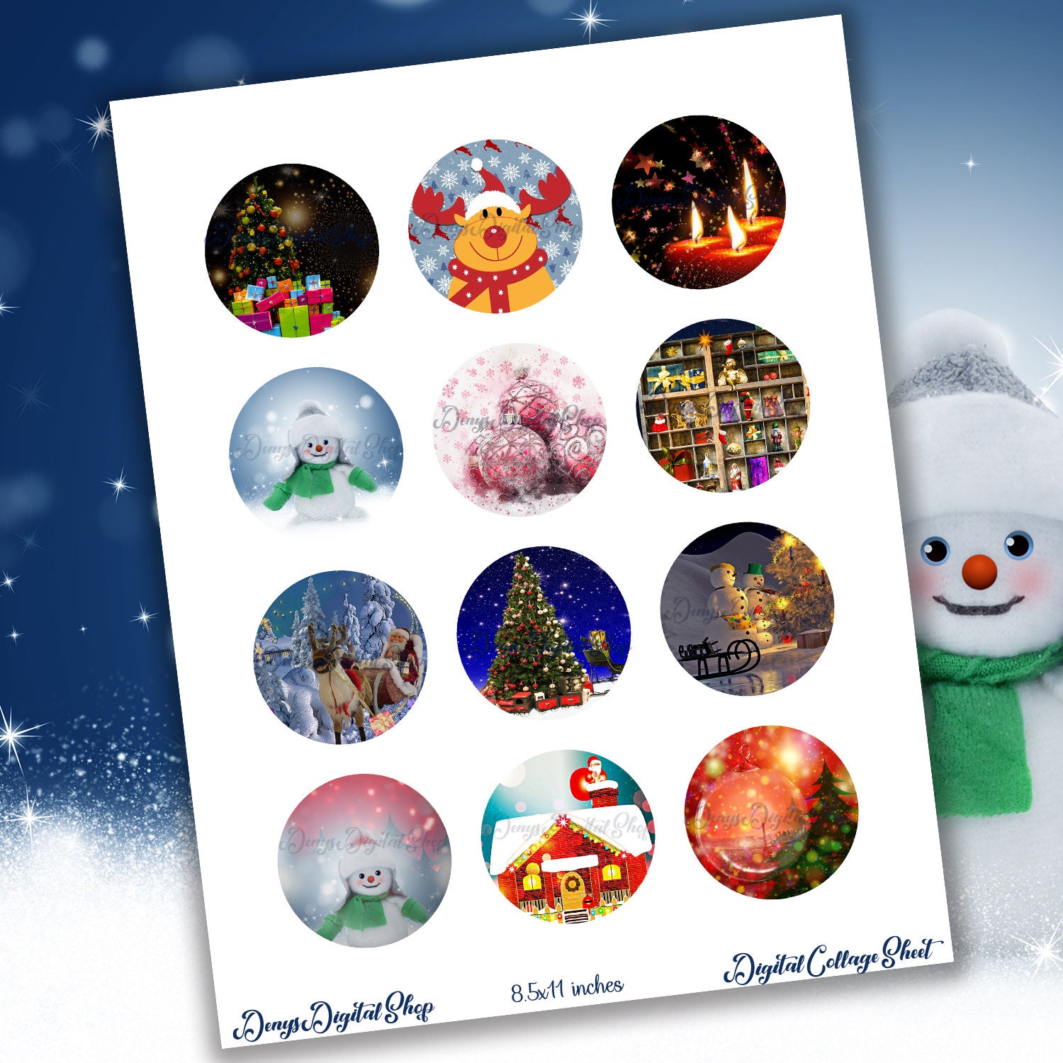 Christmas Collage Sheet,image Digital Cabochon,christmas Magnet ...