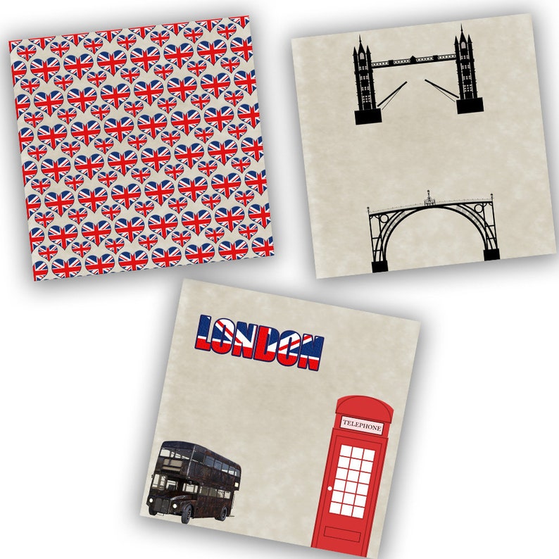 London Digital Paper, London Scrapbook, London Card, London Printable ...