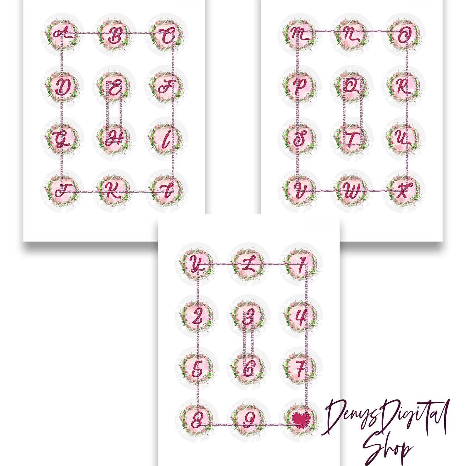 Alphabet,collage Sheet,digital Circles,family Names,digital Collage ...