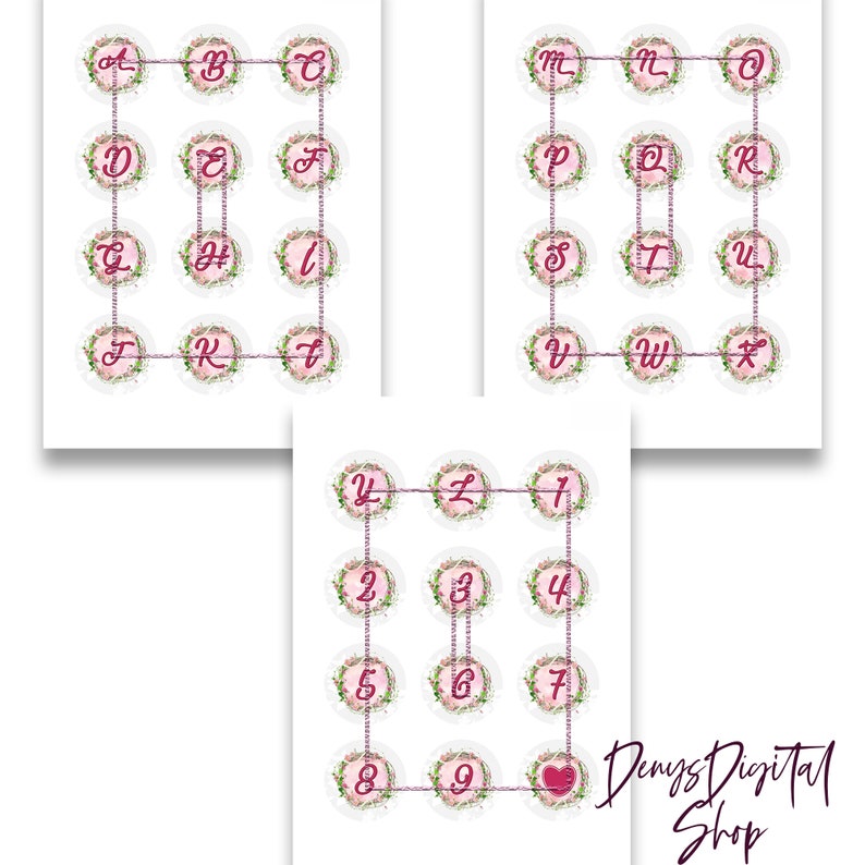 Alphabet,collage Sheet,digital Circles,family Names,digital Collage ...