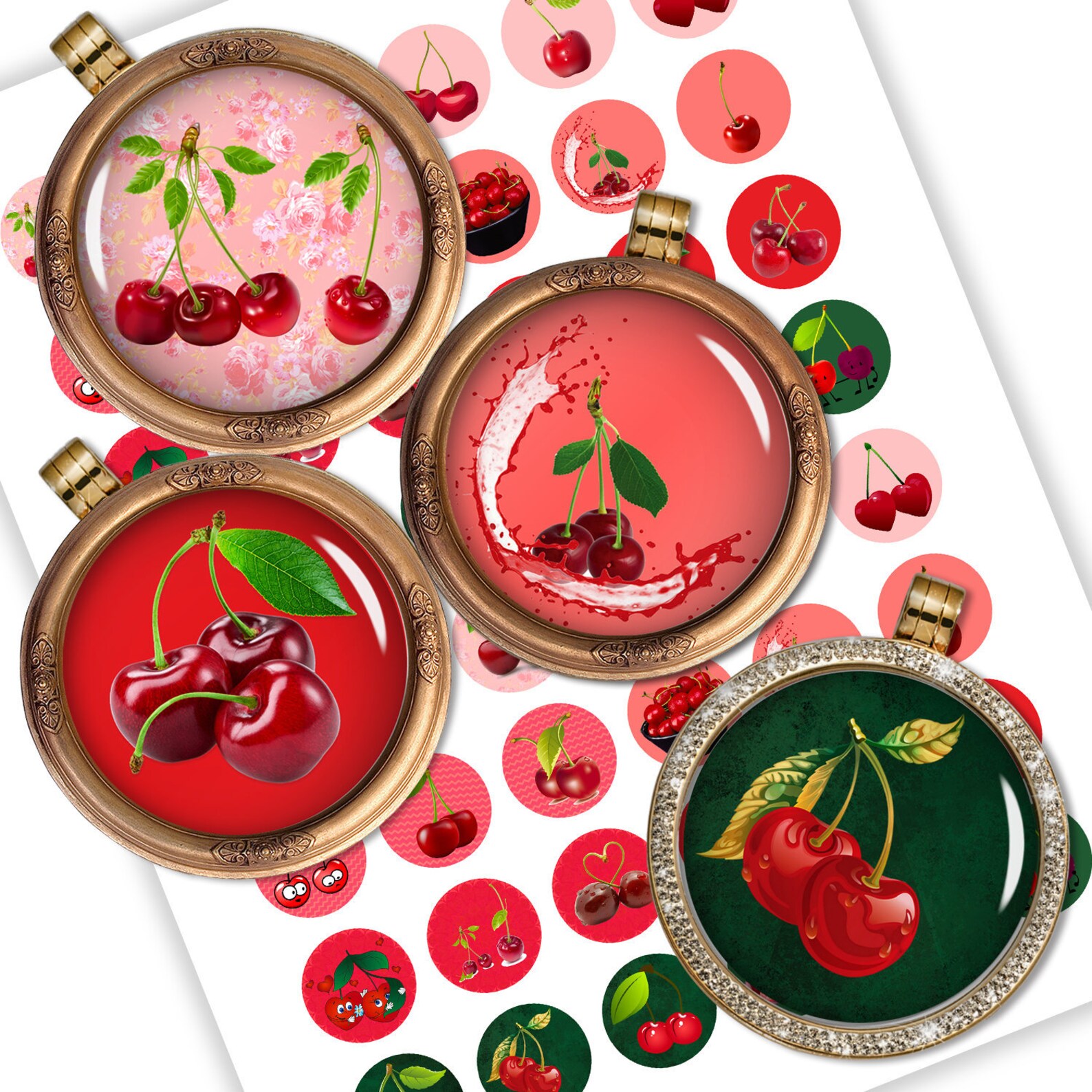 Cherries Digital Collage Sheet Printable Images for Bottlecap,cherry ...
