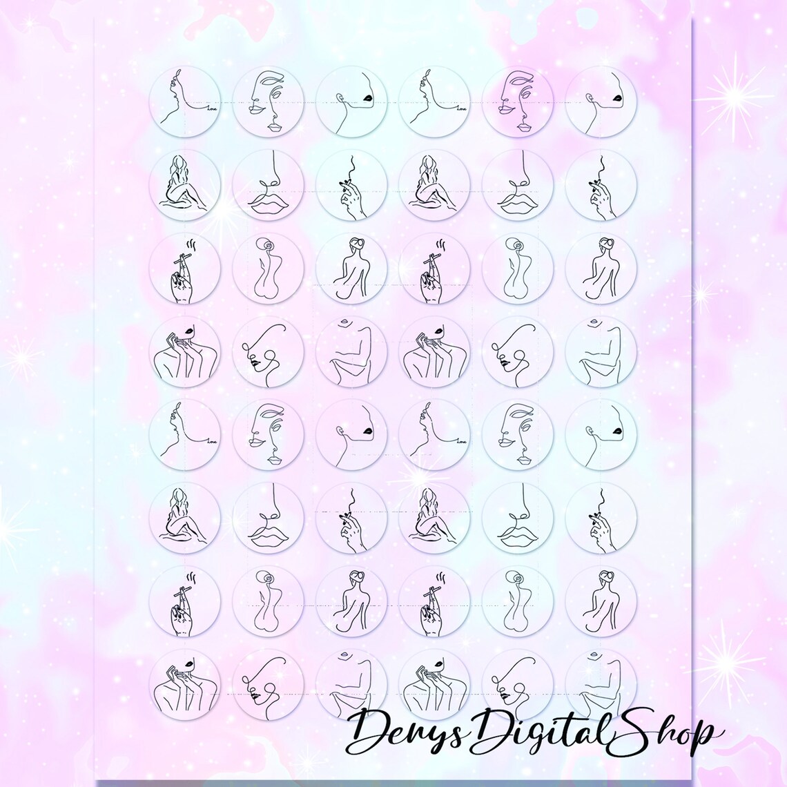 Line Art Digital Collage Sheet Woman Collage Sheet 2in - Etsy