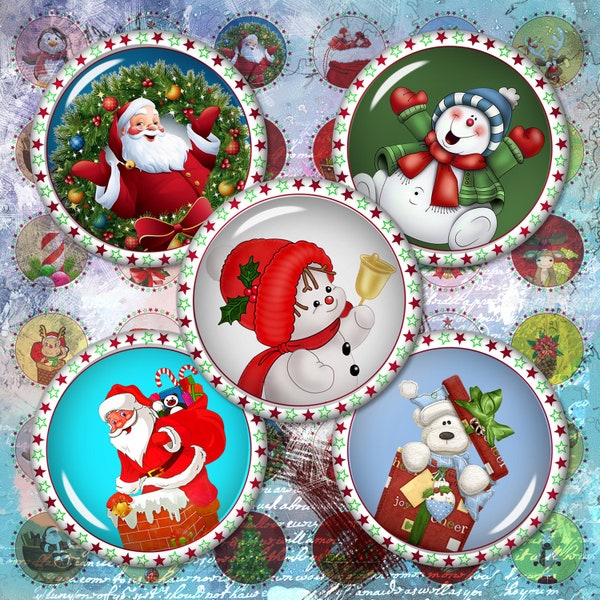 Digital 2 Inch Round Christmas Images - Etsy