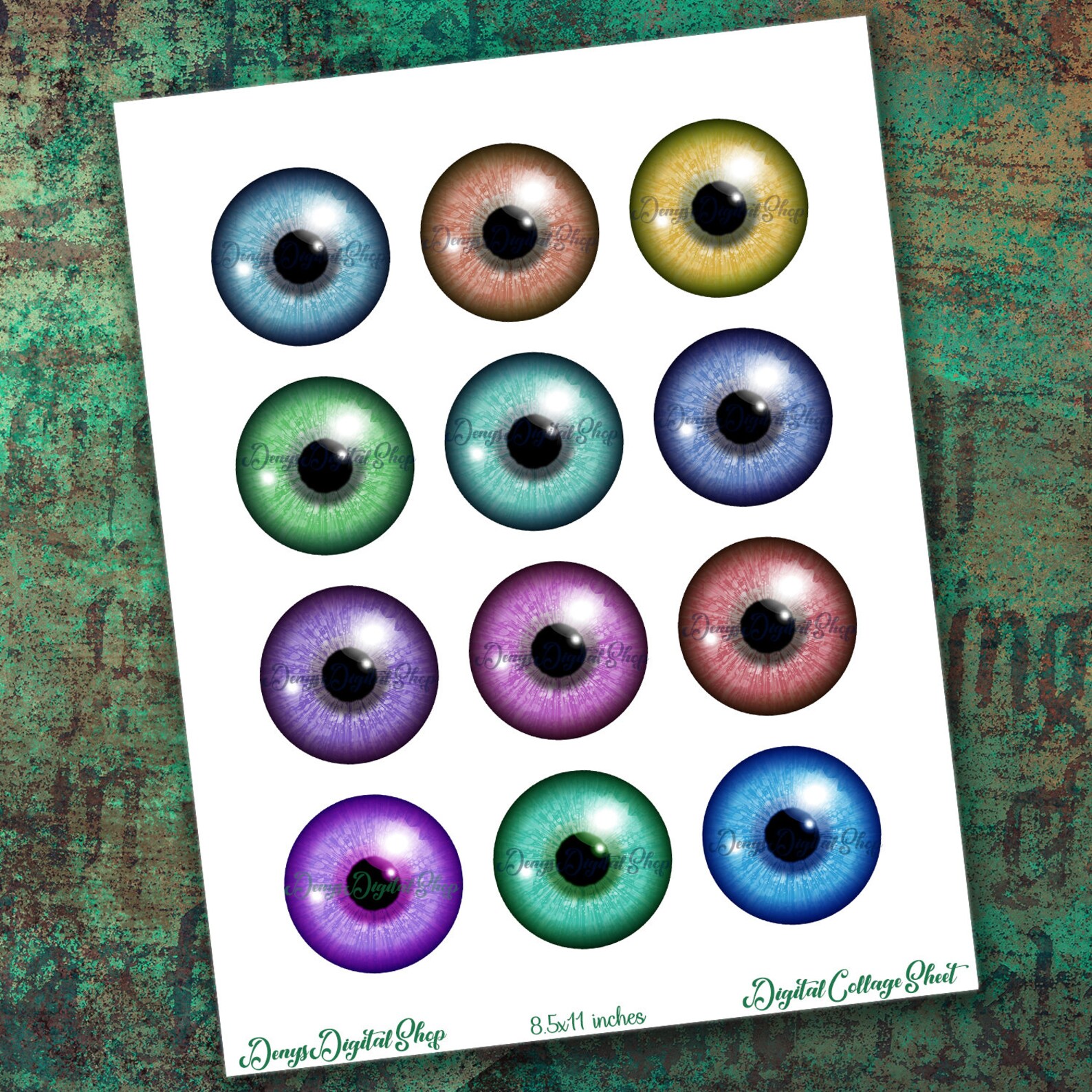 Colourful Eyes Digital Collage Sheeteyes Printableresin - Etsy