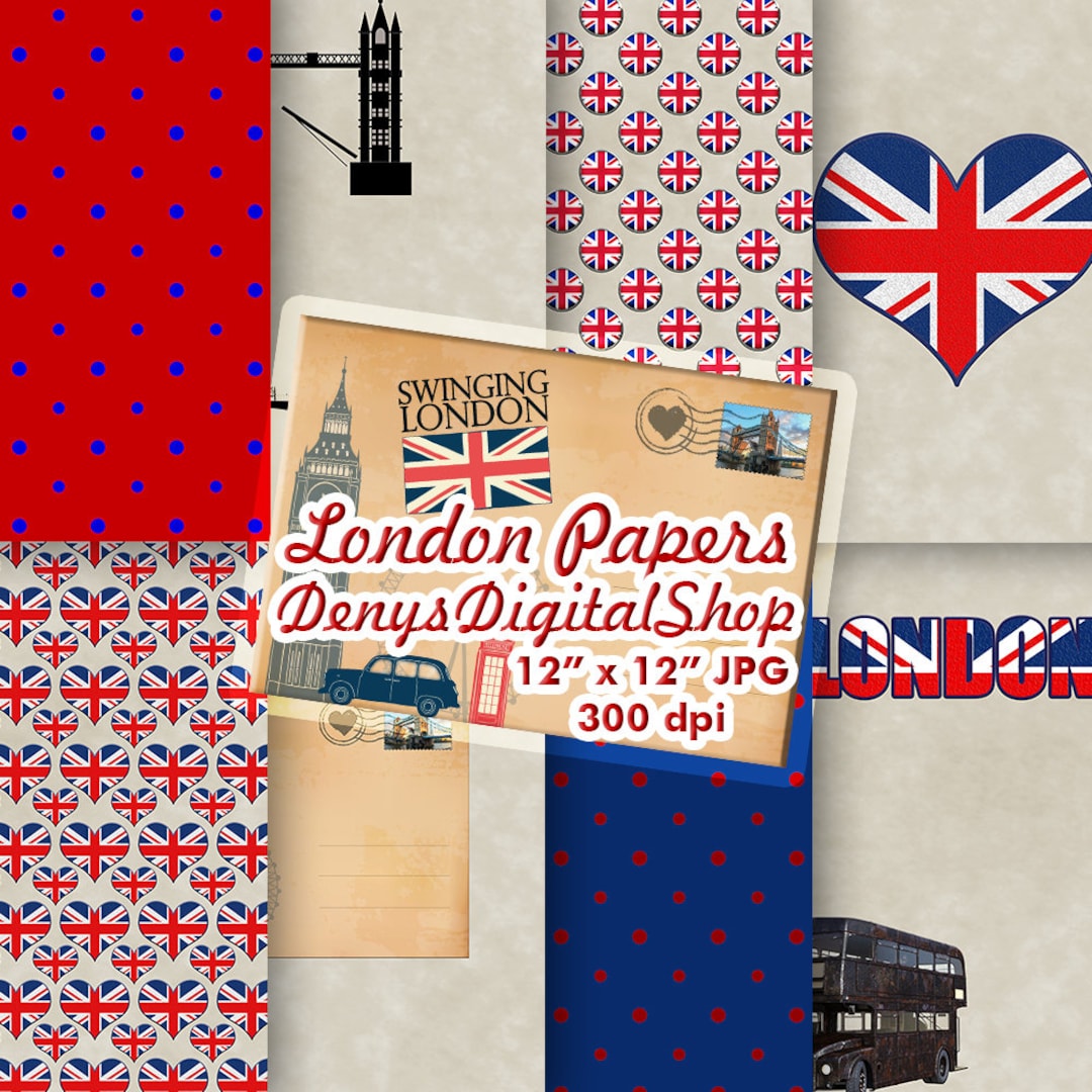 London Digital Paper, London Scrapbook, London Card, London Printable ...