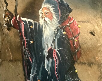 Old World German Santa Handmade Hand Painted on Slate, Holiday ...