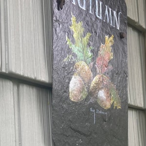Slate Painting,autumn Welcome Sign, Door Hanger, Fall Welcome - Etsy