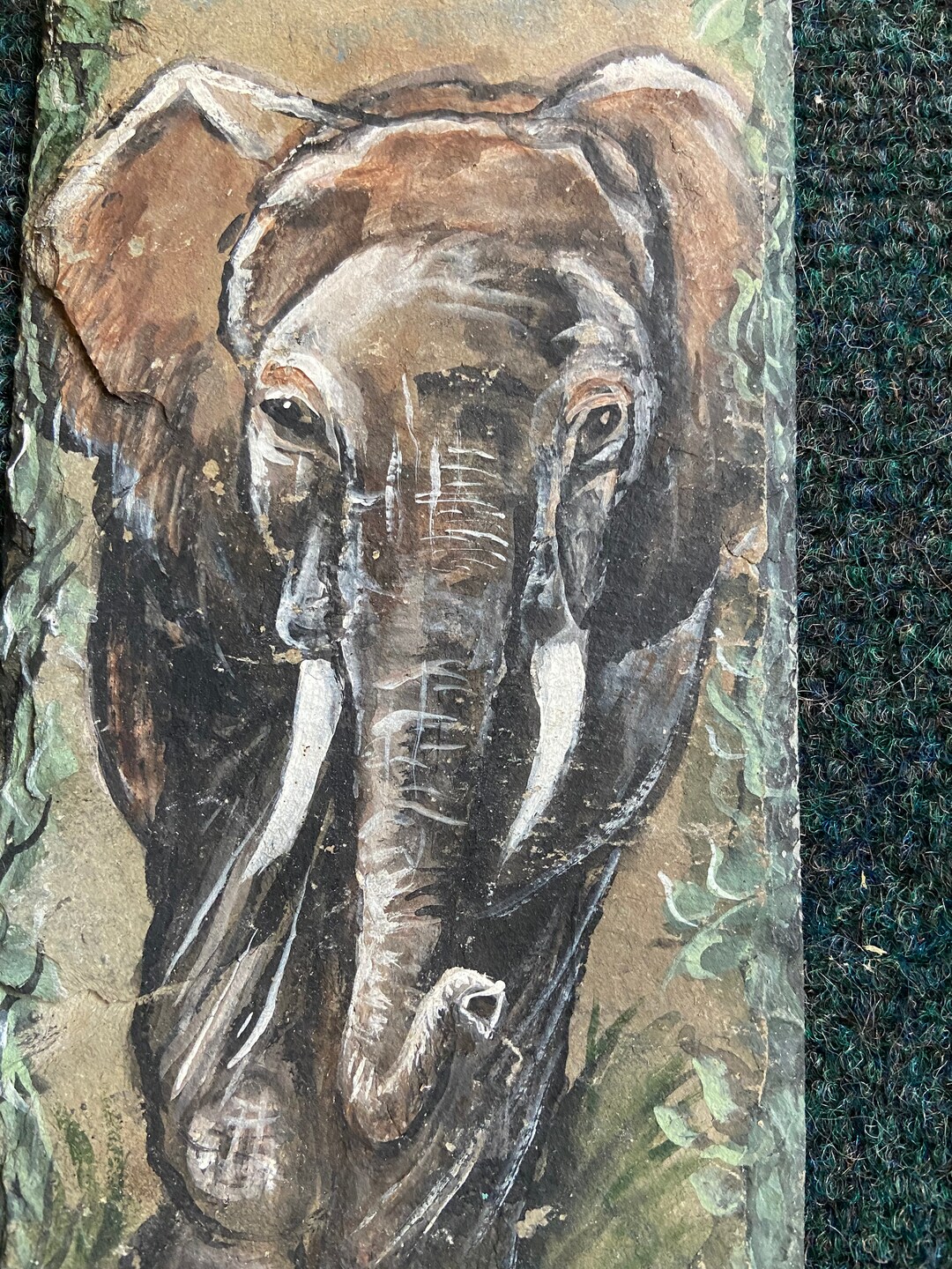 Elephant Slate Painting, Exotic Wildlife Decor, African Wildlife, Ideal ...