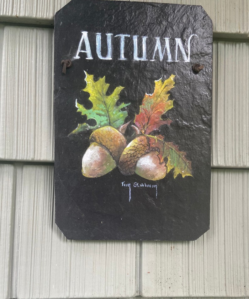 Slate Painting,autumn Welcome Sign, Door Hanger, Fall Welcome - Etsy