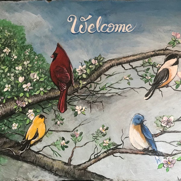 Cardinal Welcome Sign - Etsy